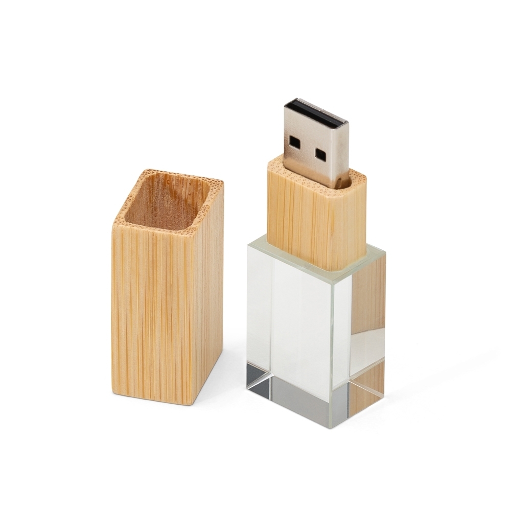 Pen Drive Cristal Bambu Personalizado - QAP Brindes